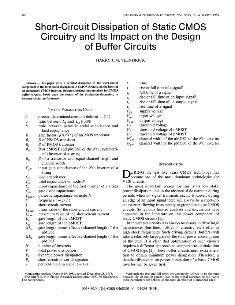 CMOS Short-Circuit Dissipation & Buffer Design