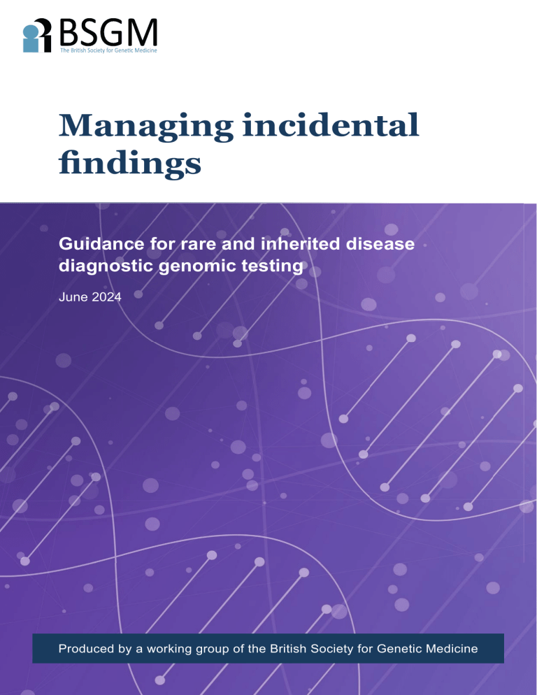 Guidance on Managing Incidental Genomic Findings