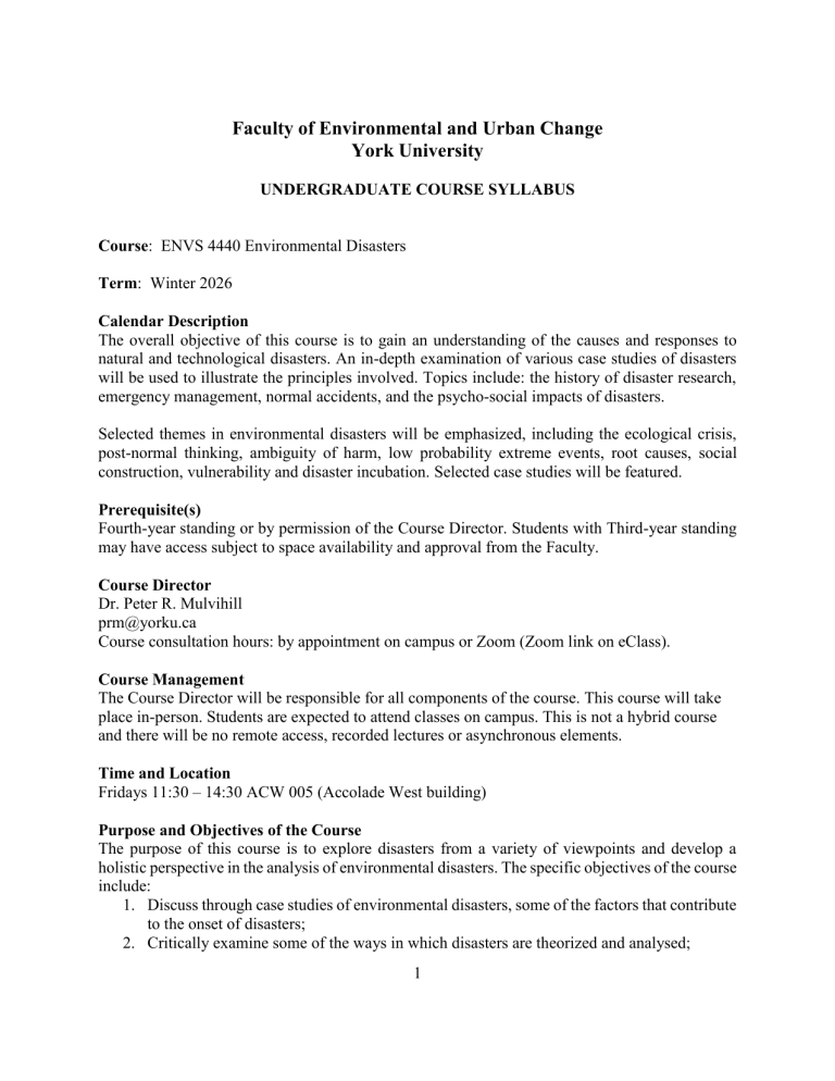 ENVS 4440 Environmental Disasters Syllabus