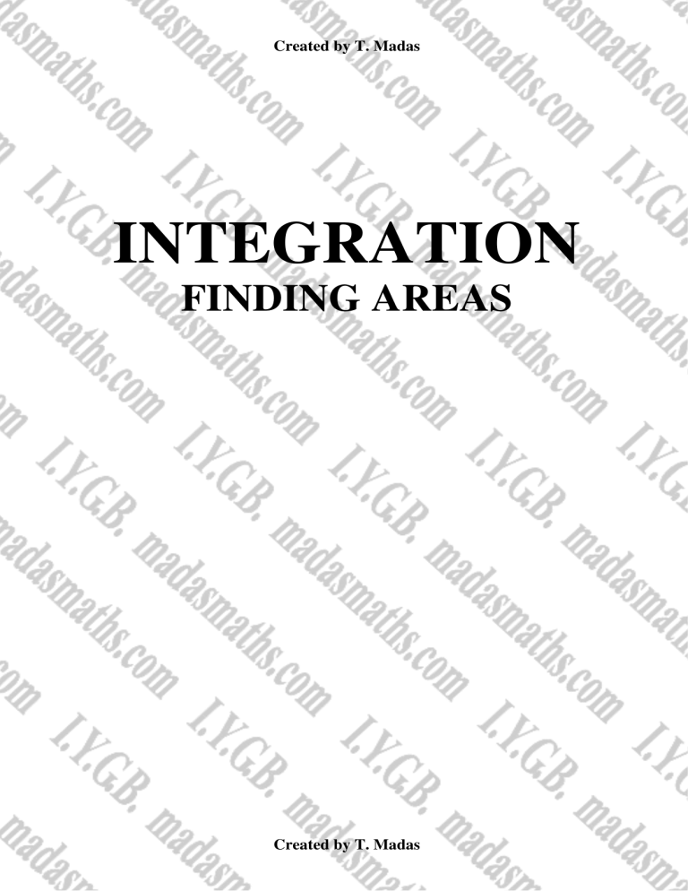 Integration Worksheet: Finding Areas Under Curves