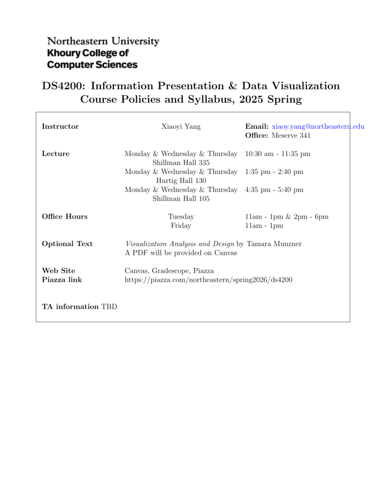 DS4200 Data Visualization Syllabus 2025