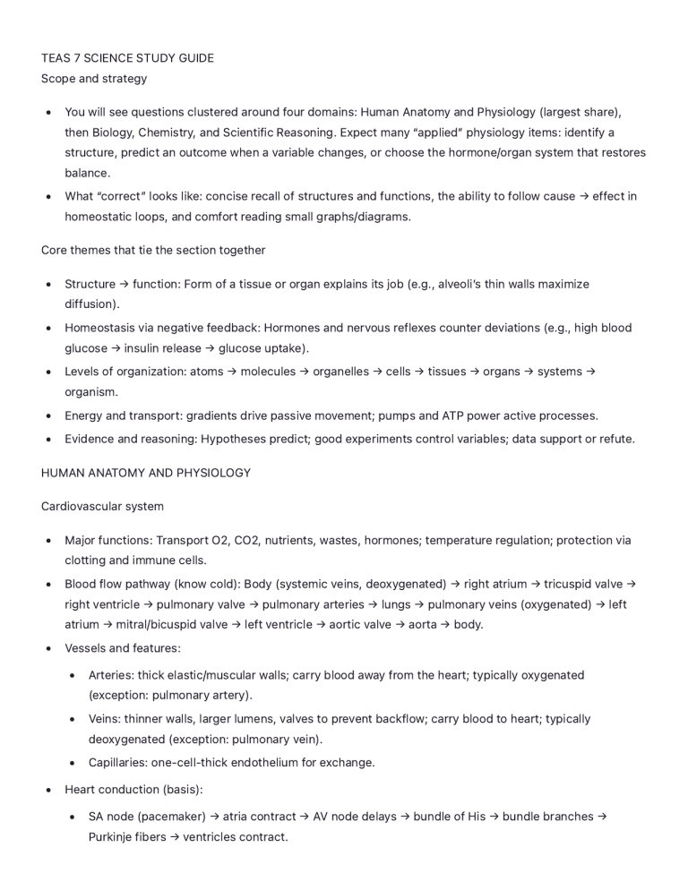 TEAS 7 Science Study Guide | Anatomy, Biology, Chemistry