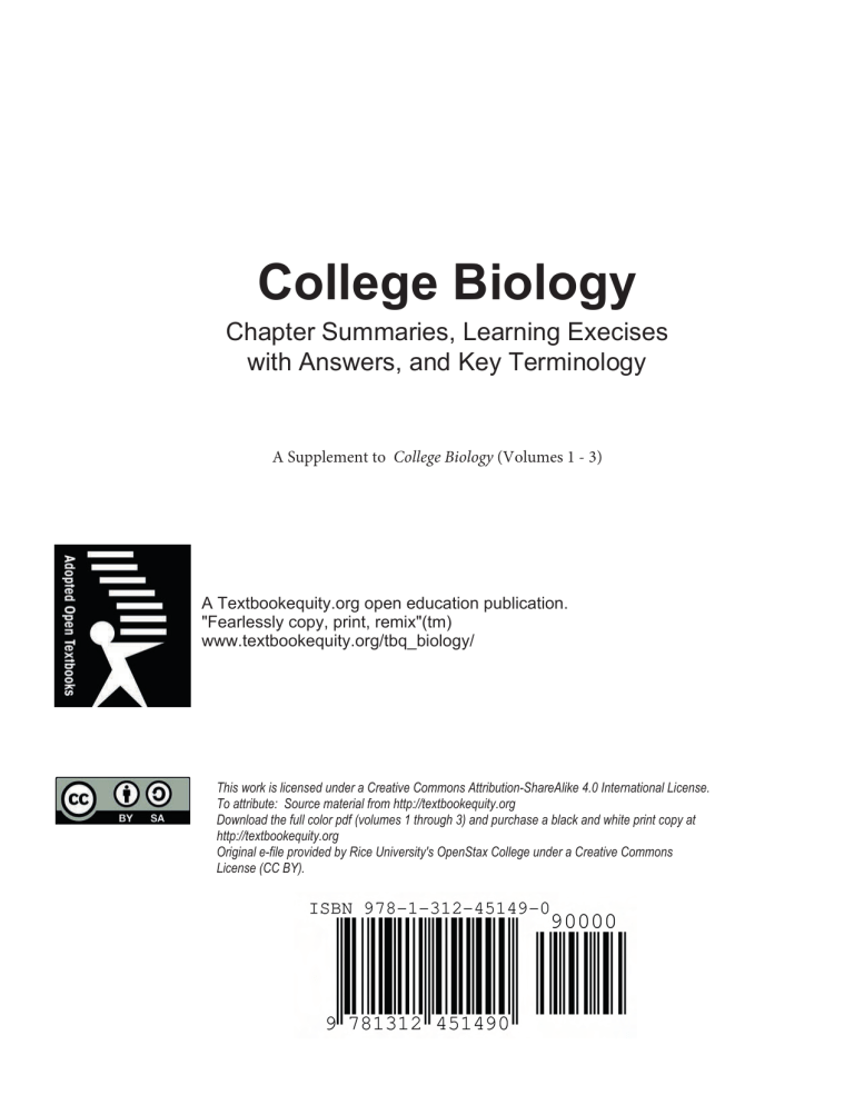 College Biology Study Guide & Answers