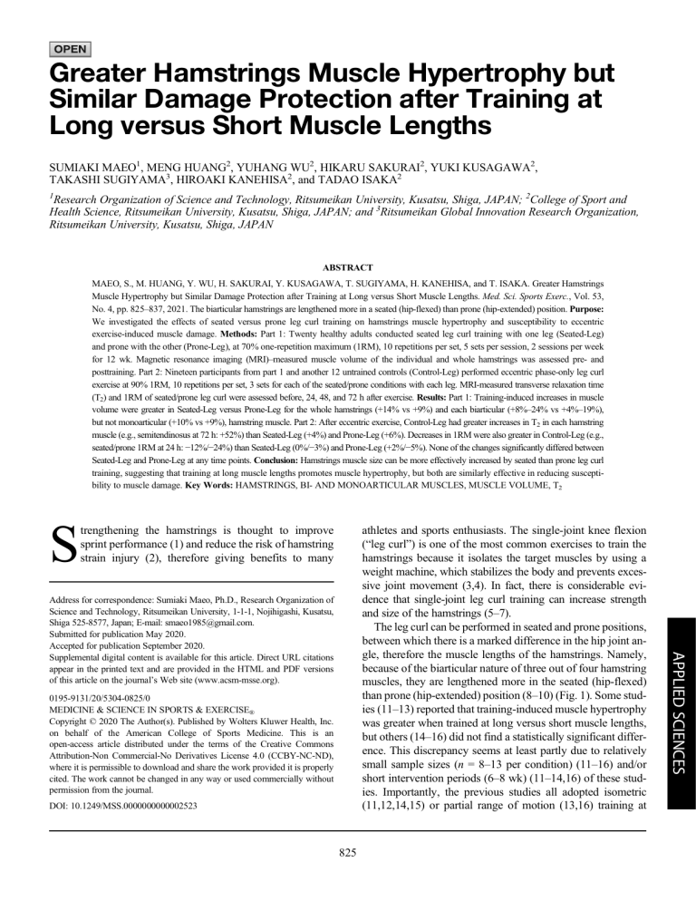 Hamstrings Training at Long vs Short Lengths