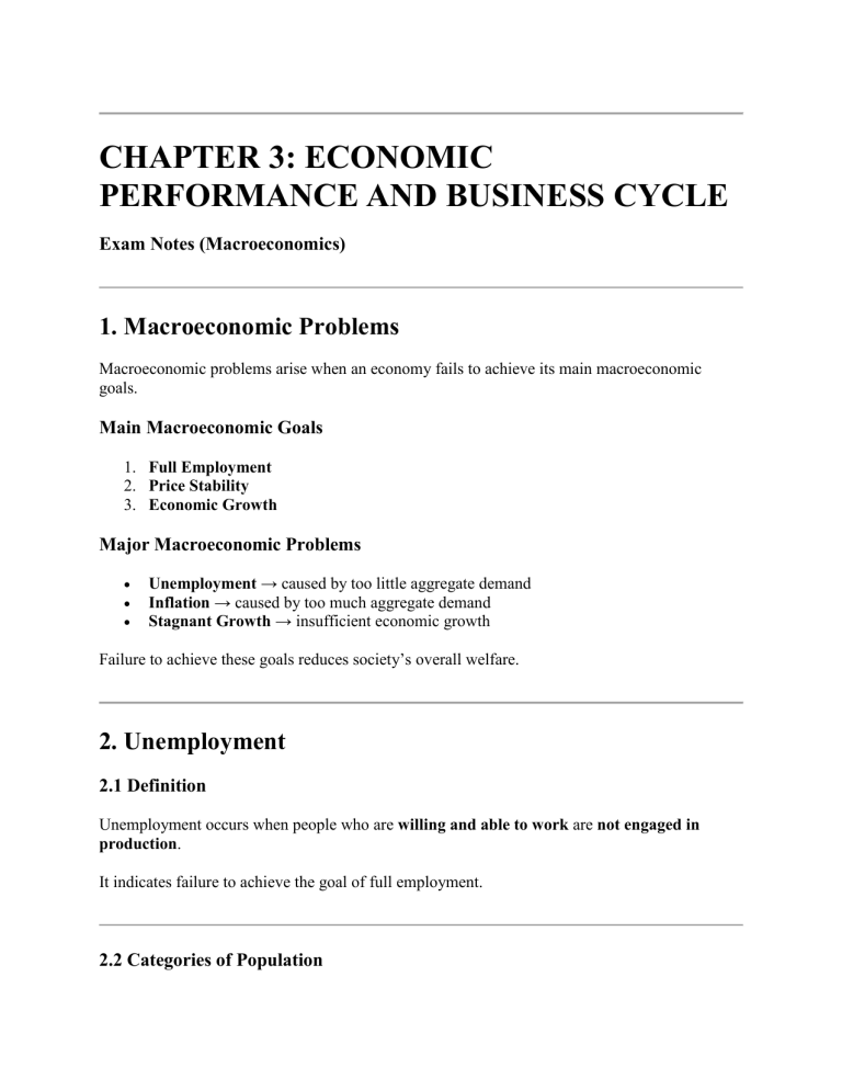 Macroeconomics: Economic Performance & Business Cycle Notes