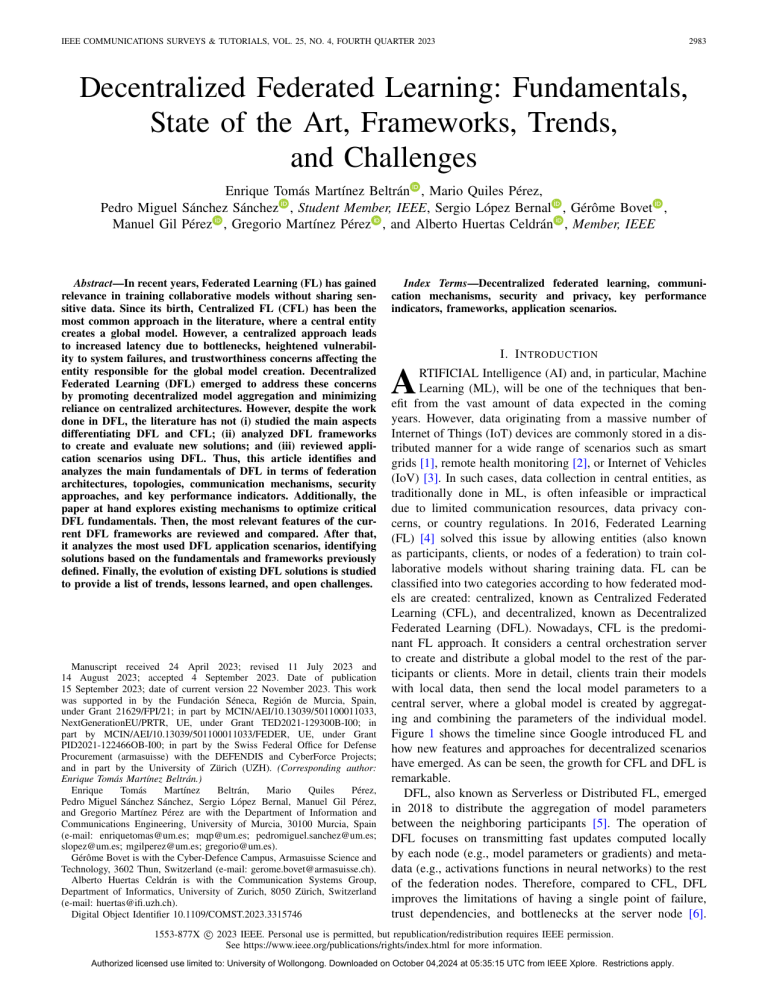 Decentralized Federated Learning: Fundamentals, Trends, Challenges