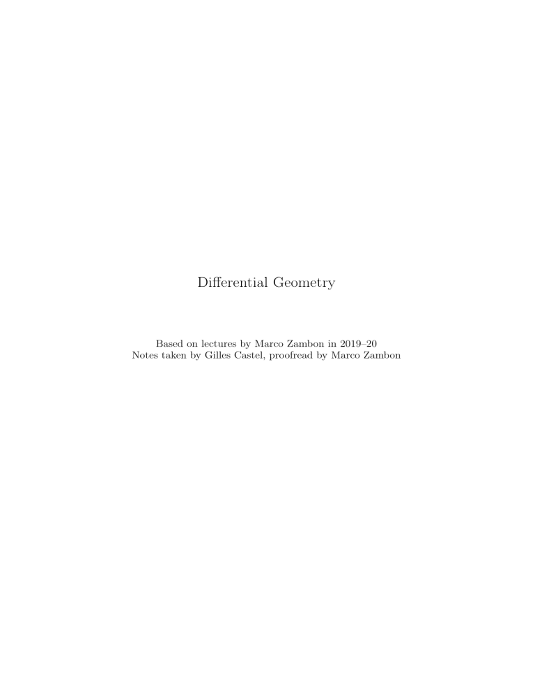 Differential Geometry Lecture Notes