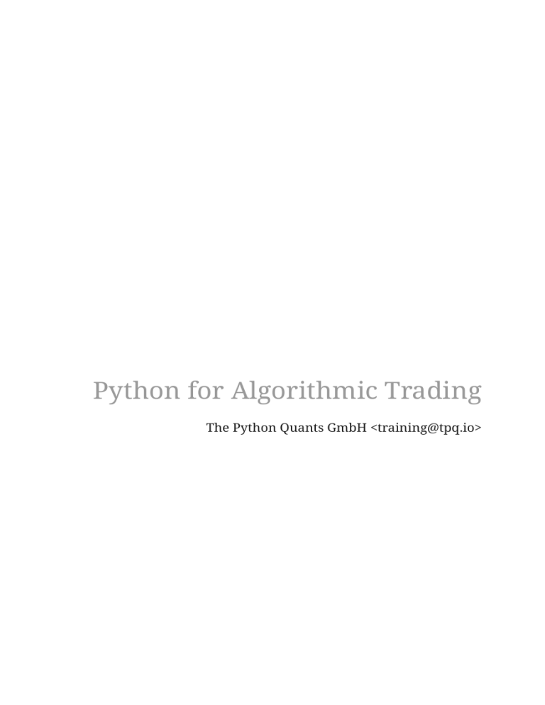 Python for Algorithmic Trading Textbook