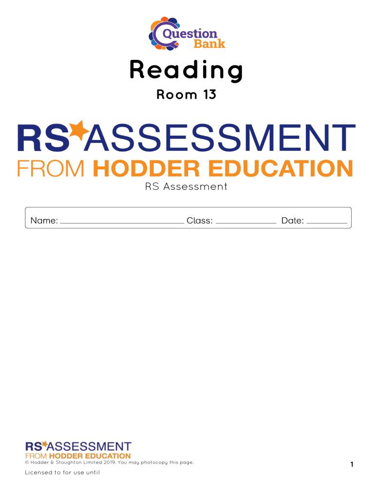 Year 5 Room 13 Reading Test