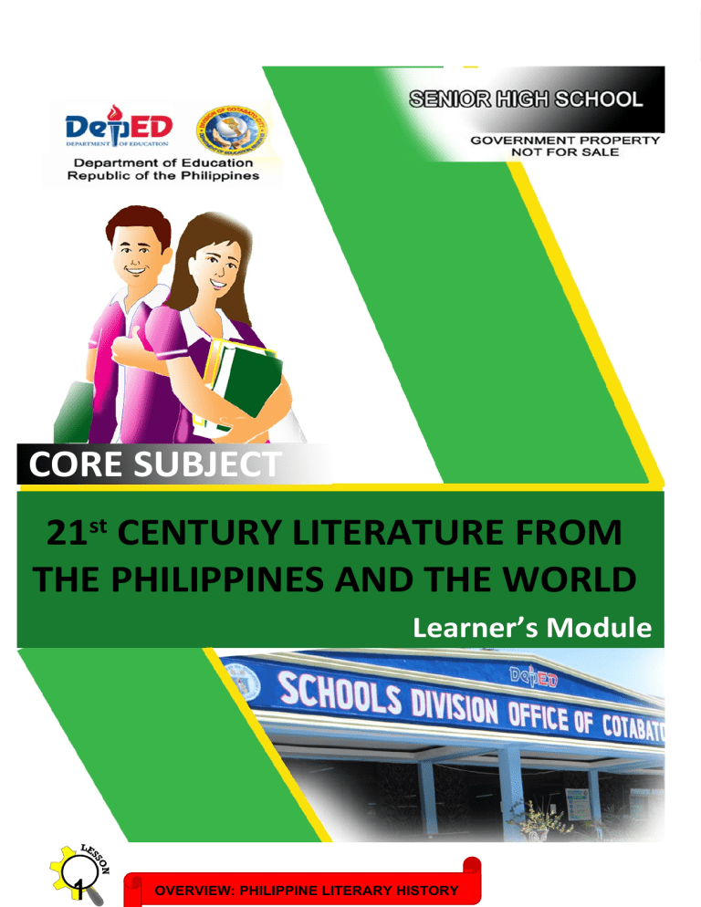 21st Century Literature Learner's Module: Philippine Literary History