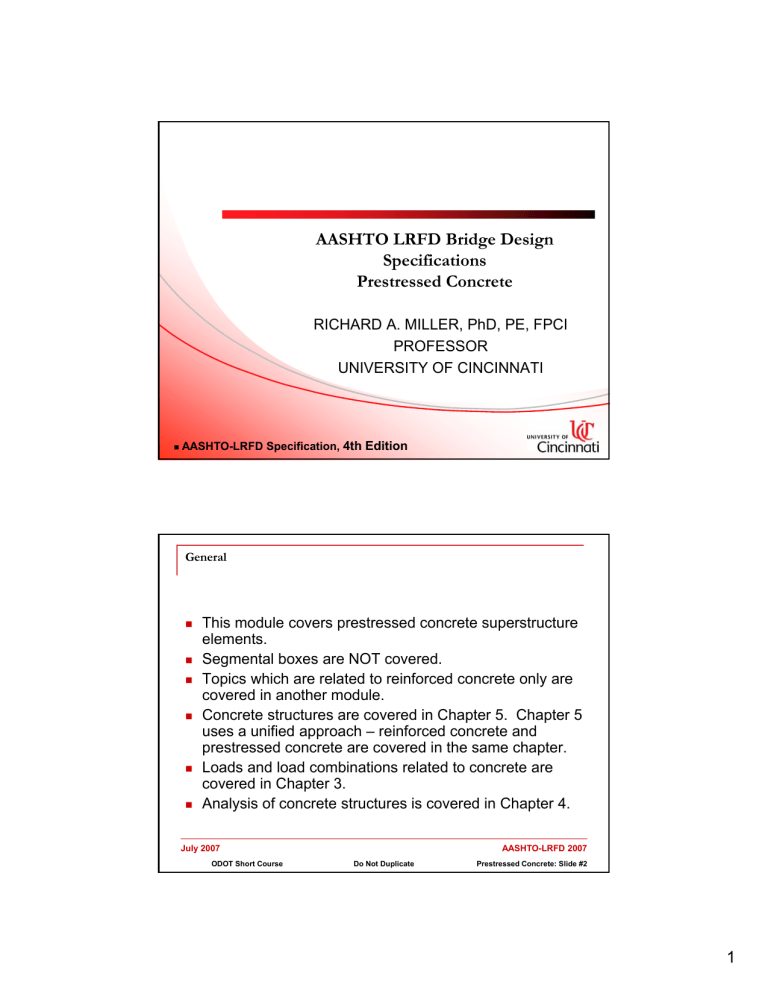 AASHTO LRFD Prestressed Concrete Bridge Design Course