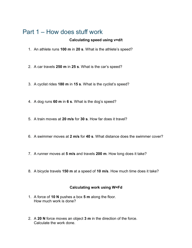 Physics & Environmental Science Worksheet