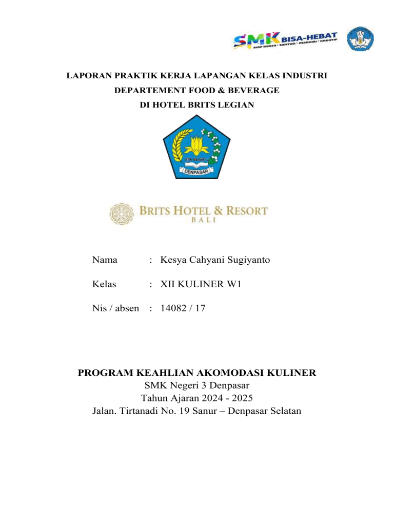 Laporan PKL Pastry Hotel Brits Legian