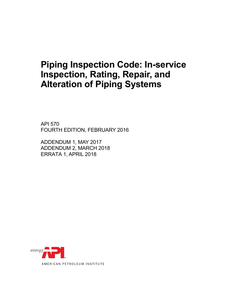 API 570 Piping Inspection Code