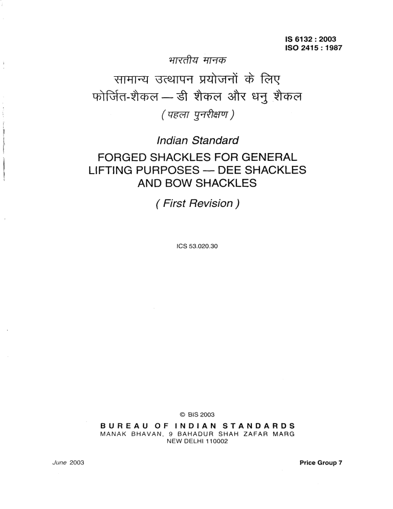 IS 6132:2003 Standard for Forged Lifting Shackles