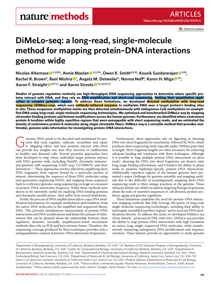 DiMeLo-seq: Long-Read Protein-DNA Mapping