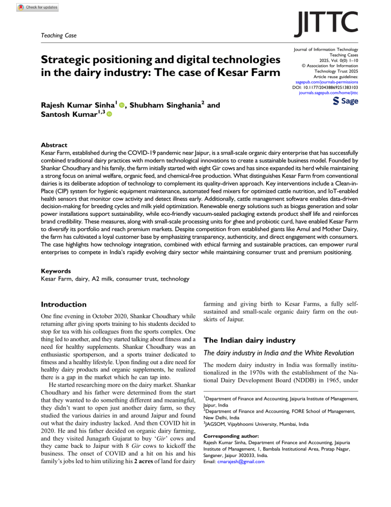 Kesar Farm Dairy Tech Strategy Case Study