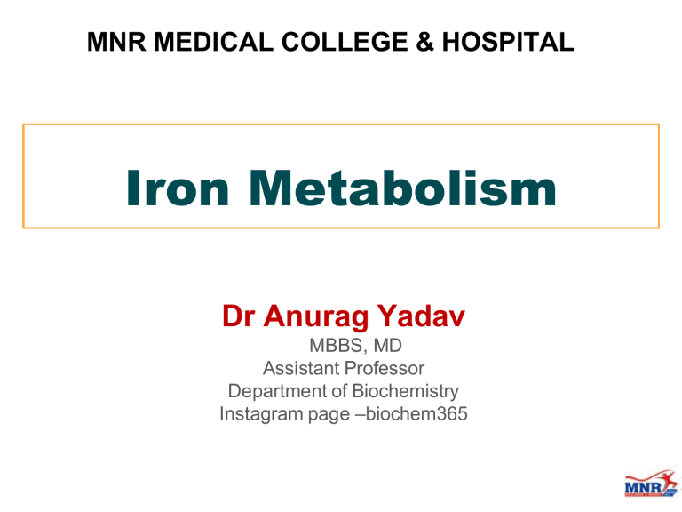 Iron Metabolism Biochemistry Lecture