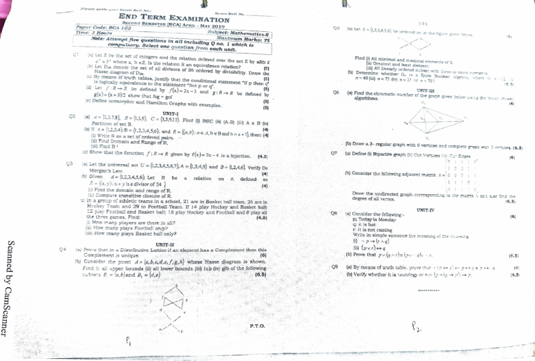 BCA Discrete Mathematics Past Papers