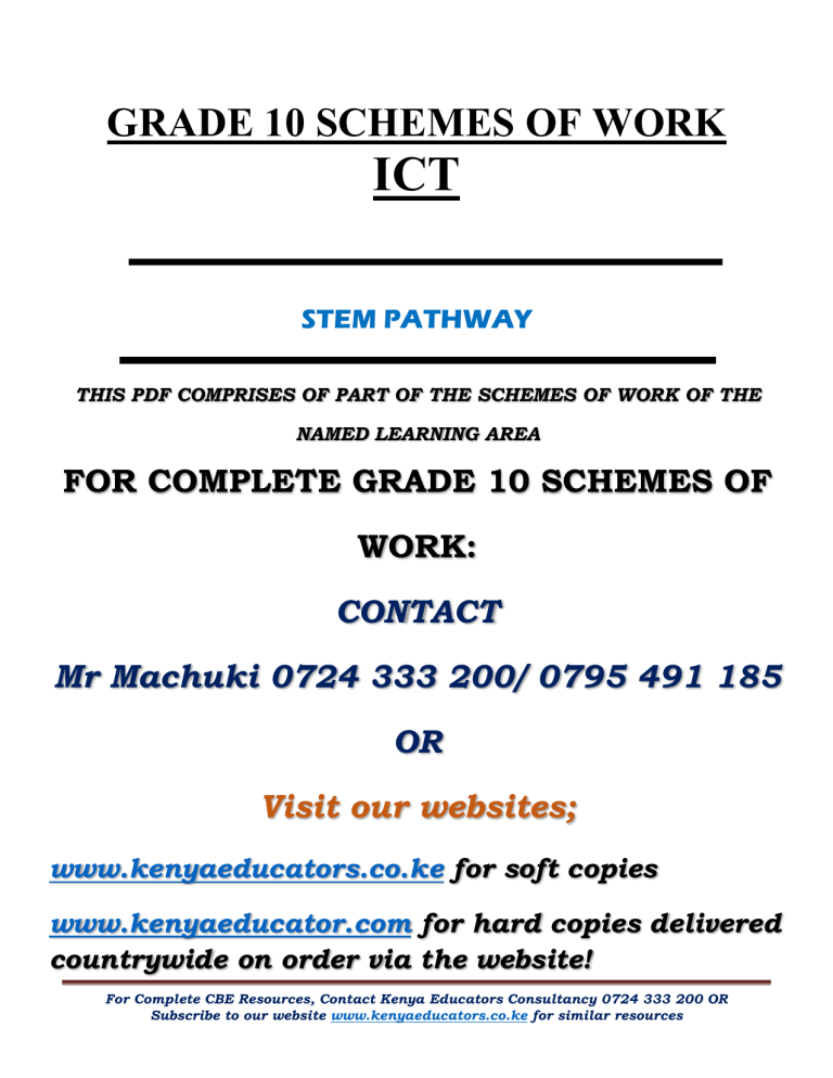 Grade 10 ICT Scheme of Work Term 1
