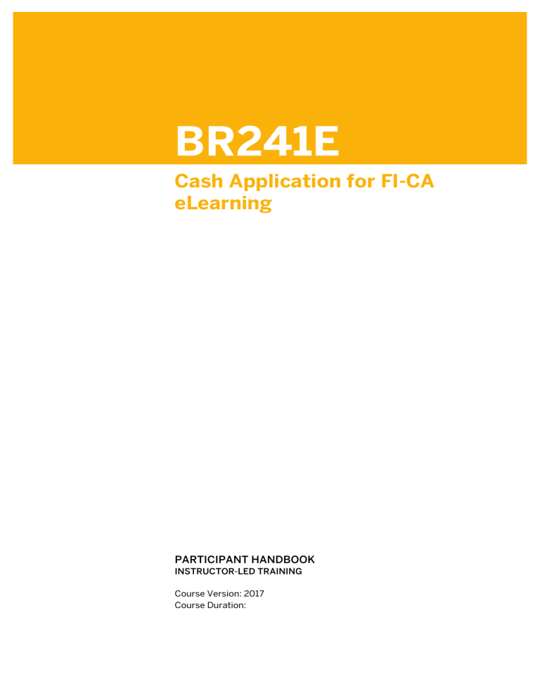 SAP Cash Application FI-CA Training Guide