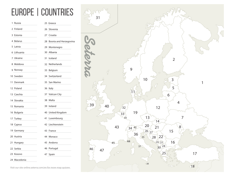 Europe Countries Map Quiz