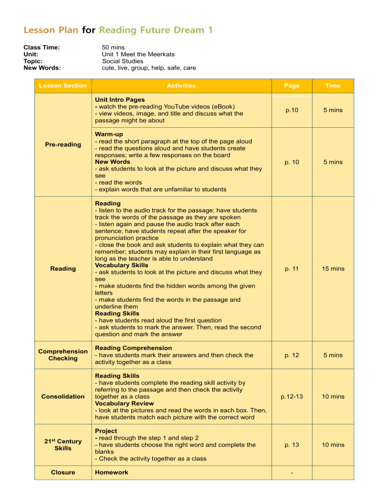 Meet the Meerkats Lesson Plan