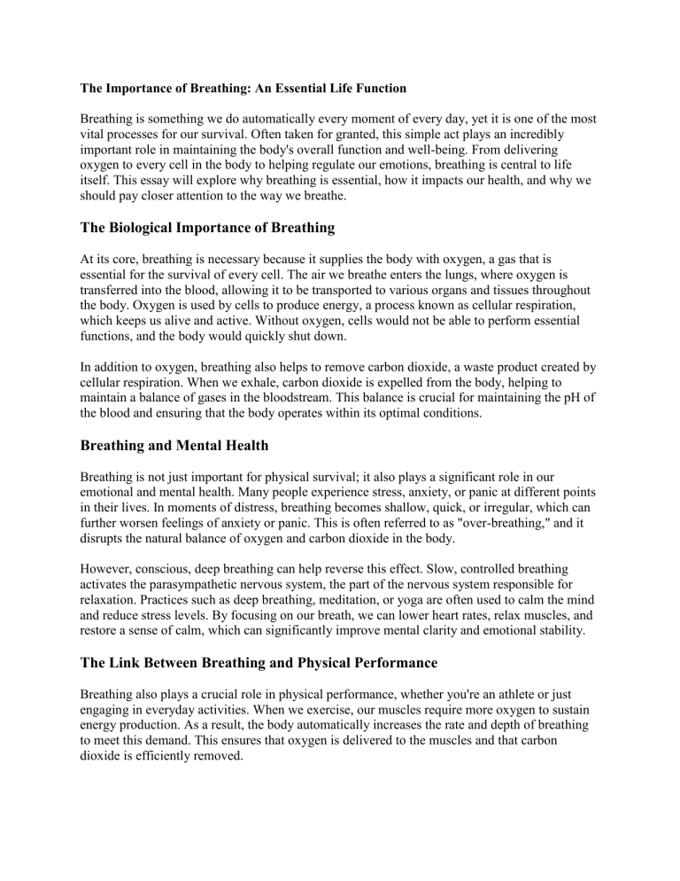 The Importance of Breathing for Health