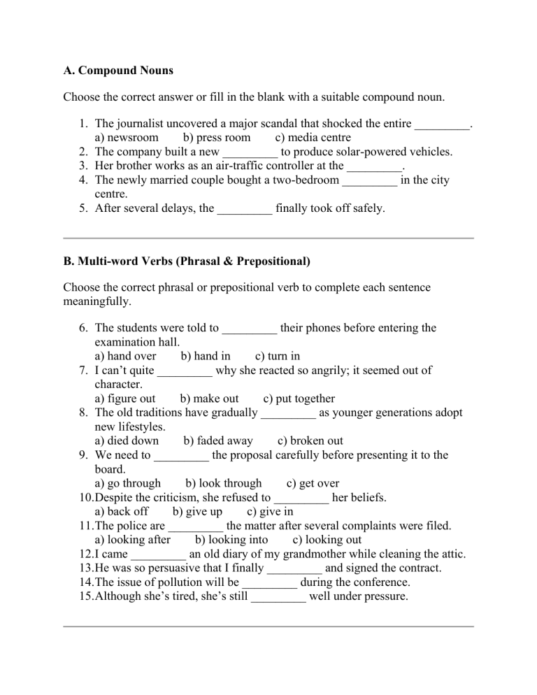 Advanced English Grammar Worksheet (C2 Level)