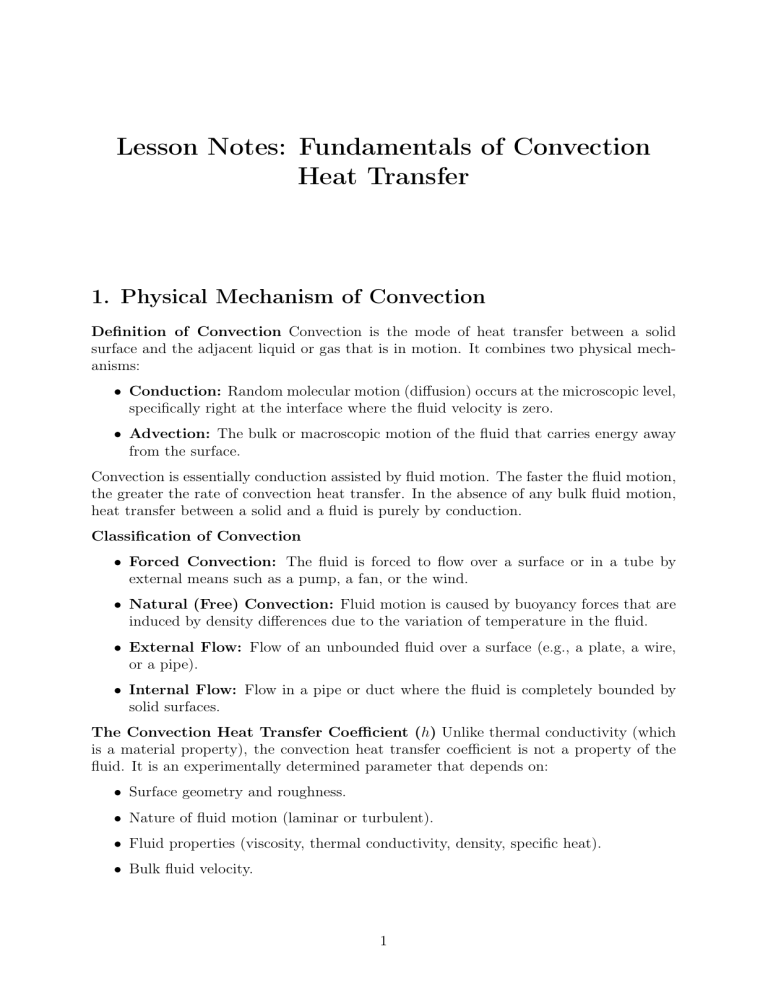 Fundamentals of Convection Lesson Notes