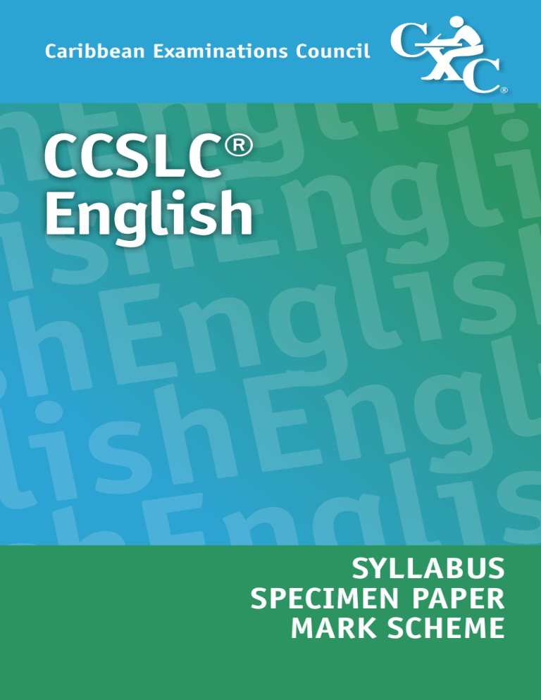 CSEC English Specimen Paper & Mark Scheme
