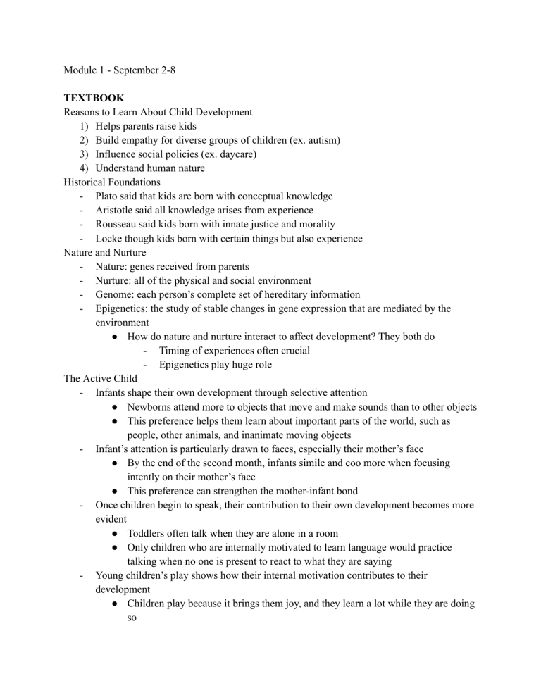 Developmental Psychology Lecture Notes