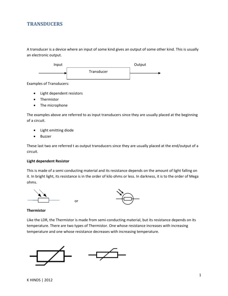 Introduction to Electronic Transducers