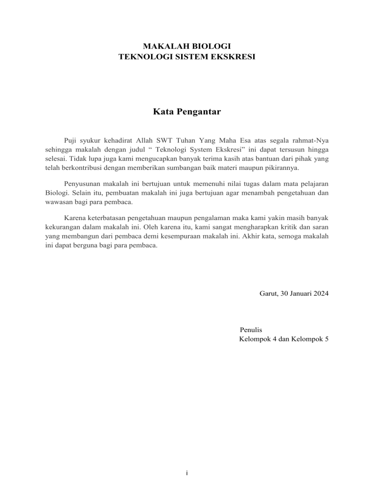 Makalah Teknologi Sistem Ekskresi unch unch