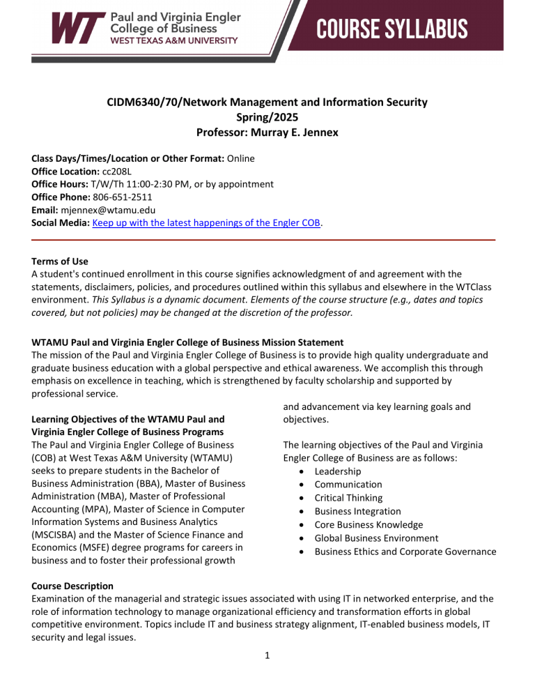 Network Management & Information Security Syllabus