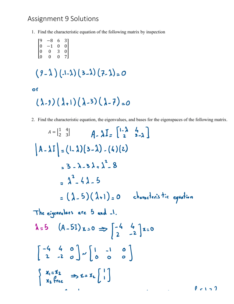 Assignment 9 Solutions
