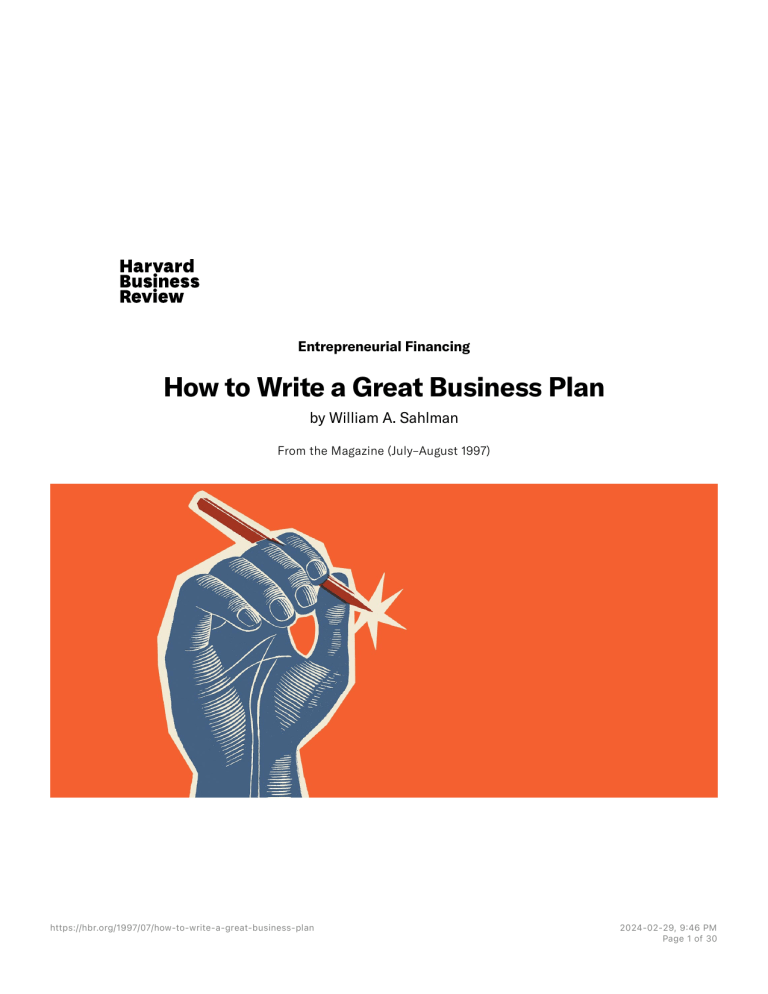 How to Write a Great Business Plan