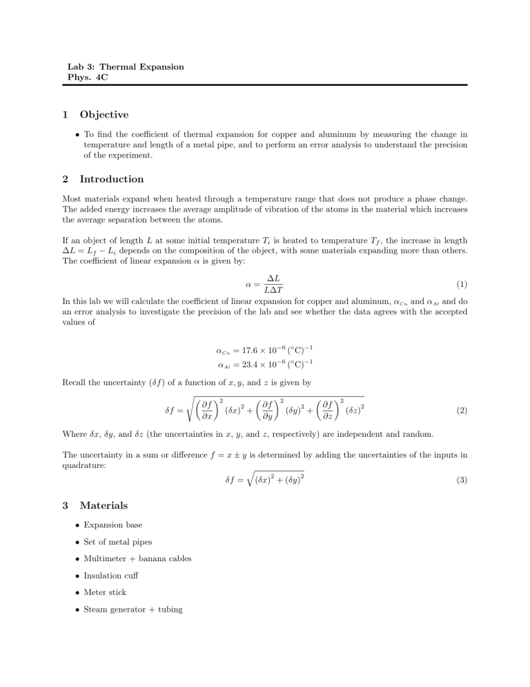 Thermal Expansion Lab Manual
