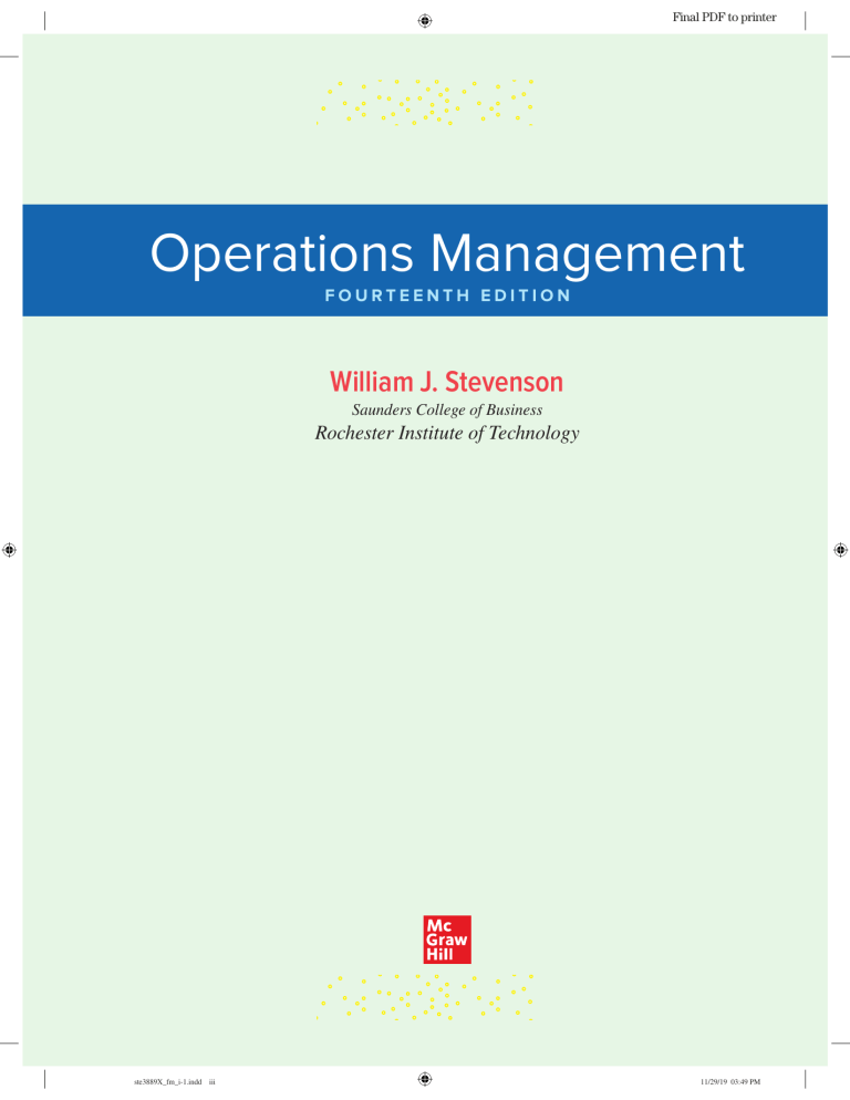 Operations Management 14th Ed by Stevenson