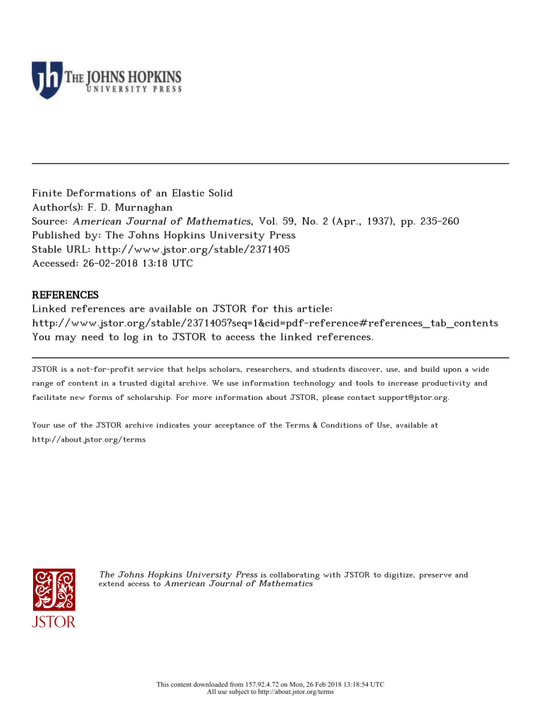 Finite Deformations of an Elastic Solid