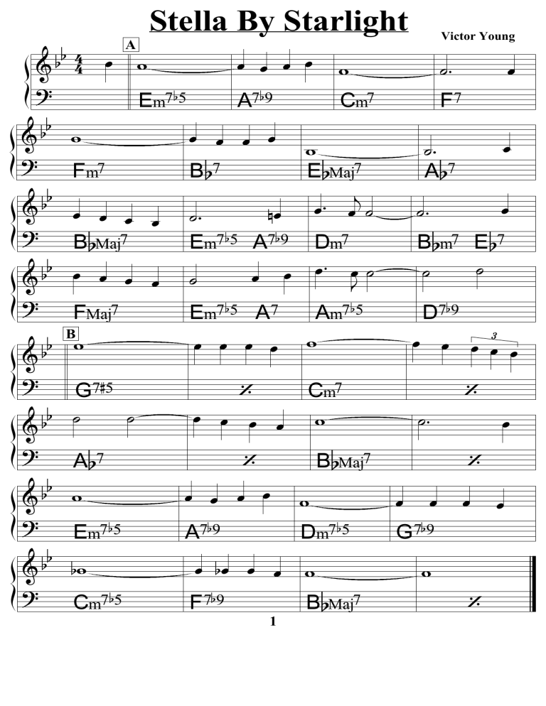 Stella By Starlight Jazz Lead Sheet by Victor Young