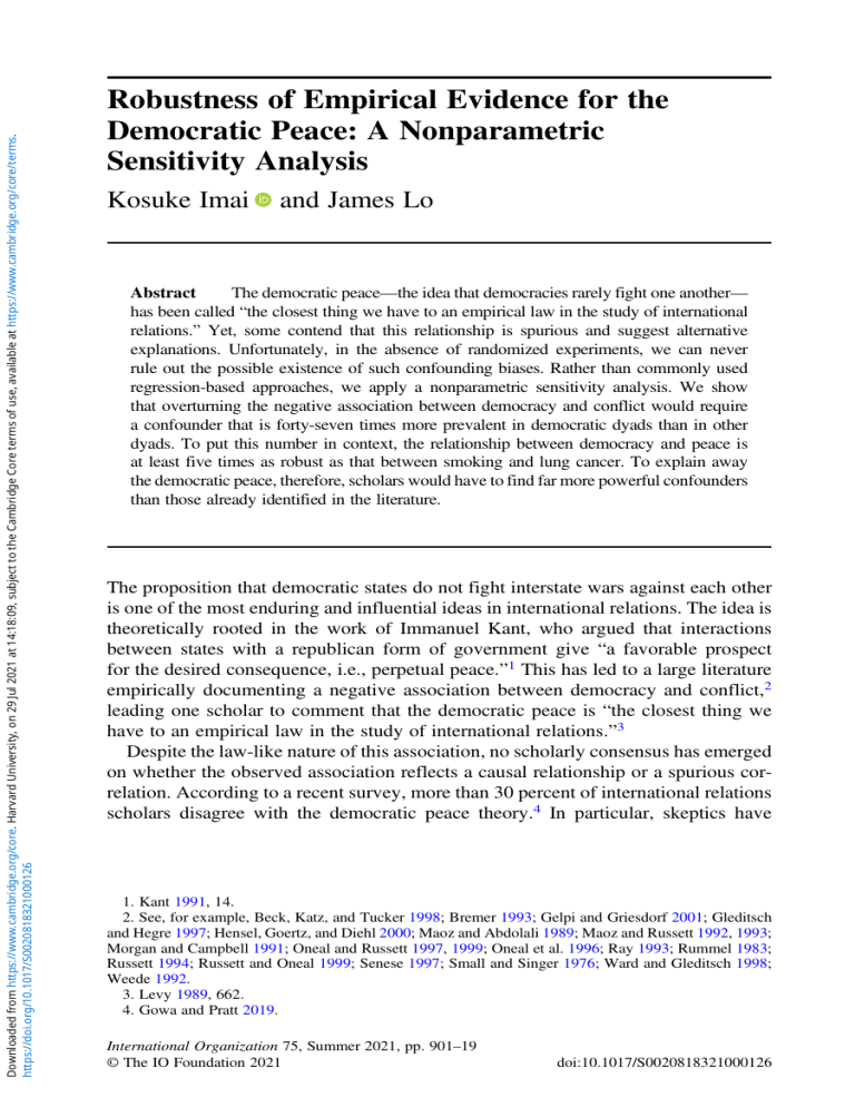Robustness of Empirical Evidence for Democratic Peace