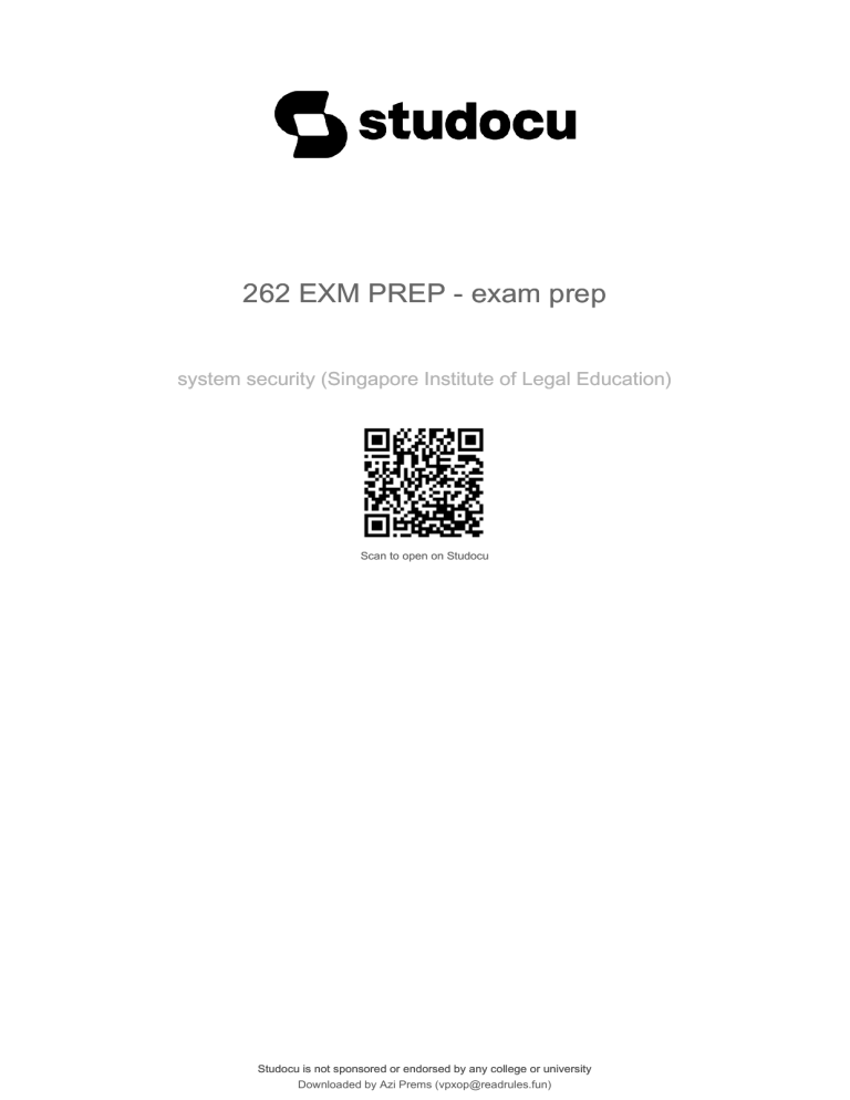 System Security Exam Prep - 262 EXM PREP