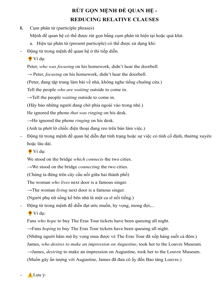 Reducing Relative Clauses in English Grammar