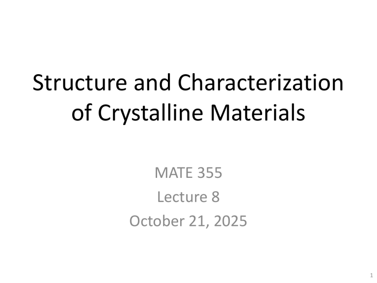 Lecture 8: X-Ray Diffraction Fundamentals
