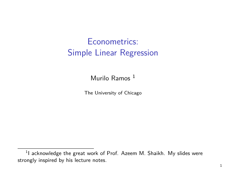 Simple Linear Regression | Econometrics Lecture Notes