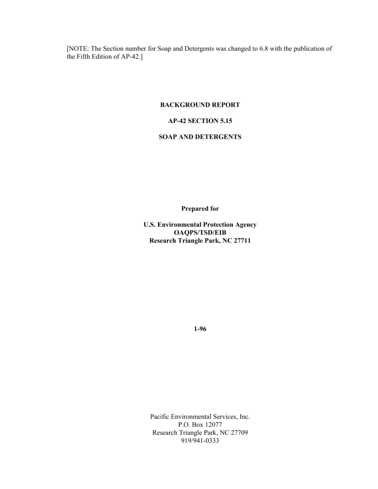 AP-42: Soap and Detergent Manufacturing Emissions