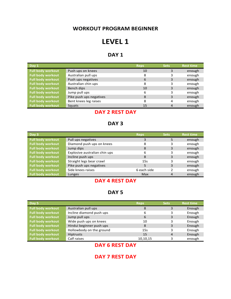 8-Level Progressive Calisthenics Workout Plan