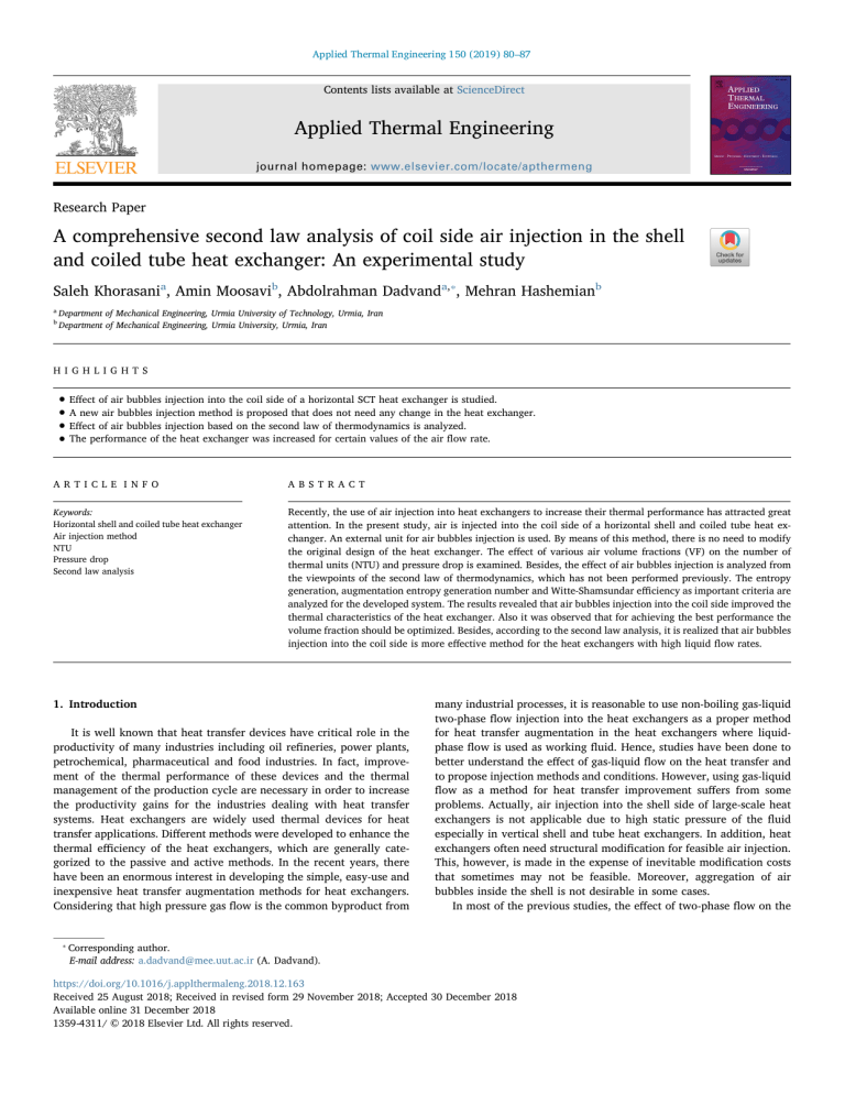 Air Injection Heat Exchanger Study