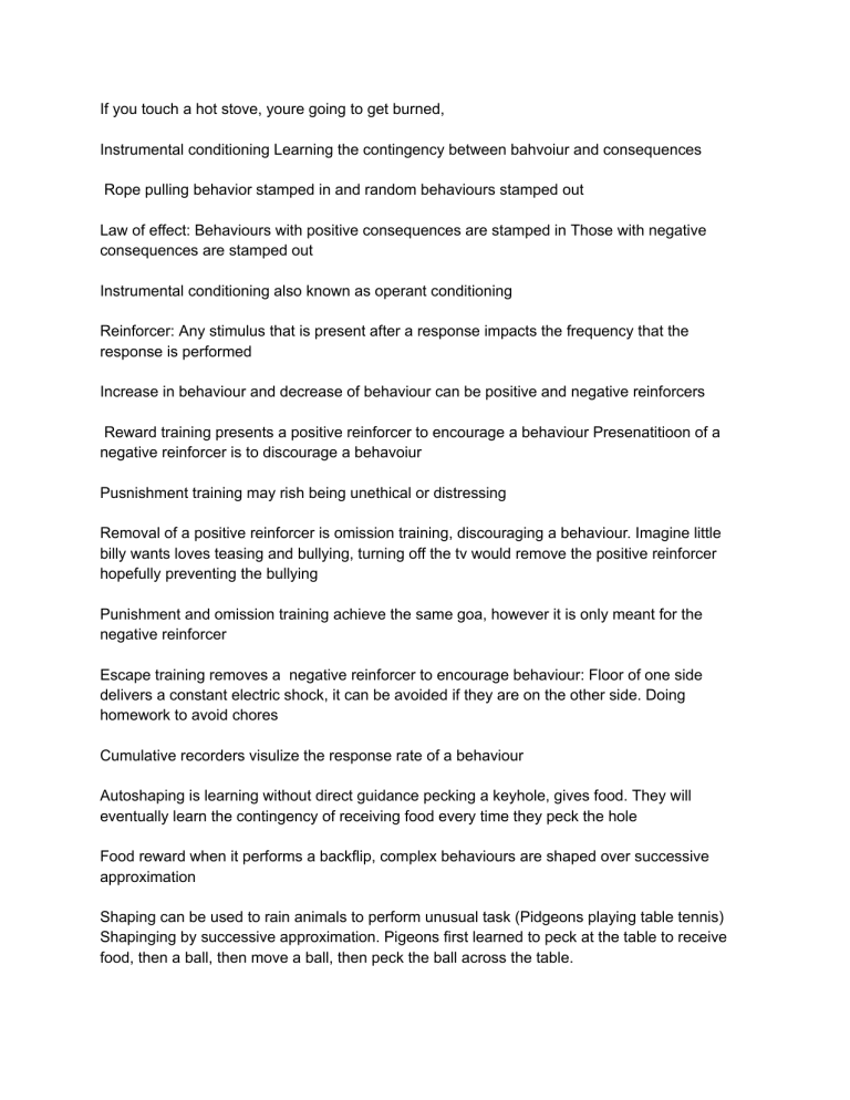 Guide To Instrumental And Operant Conditioning
